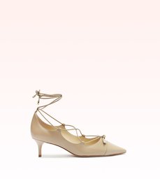 Slim Clarita Lace Up Pump 50 Chalk | Alexandre Birman